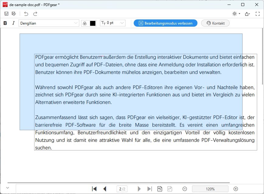 Text in PDF bearbeiten oder formatieren