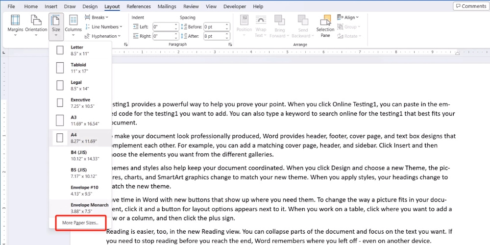 Where Do You Select the Paper Size for a Document
