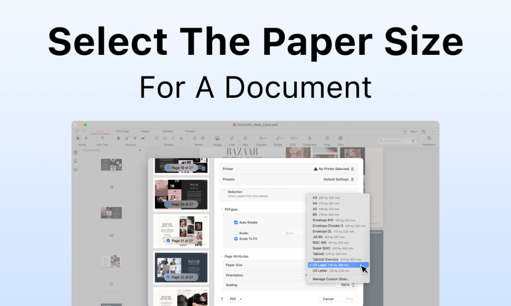 Where Do You Select the Paper Size for a Document